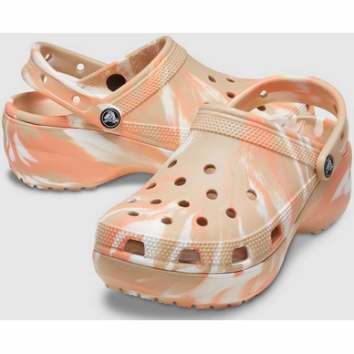 Sandales Crocs Women Classic Platform Marbled Clog Chai Multi | Bainetplage